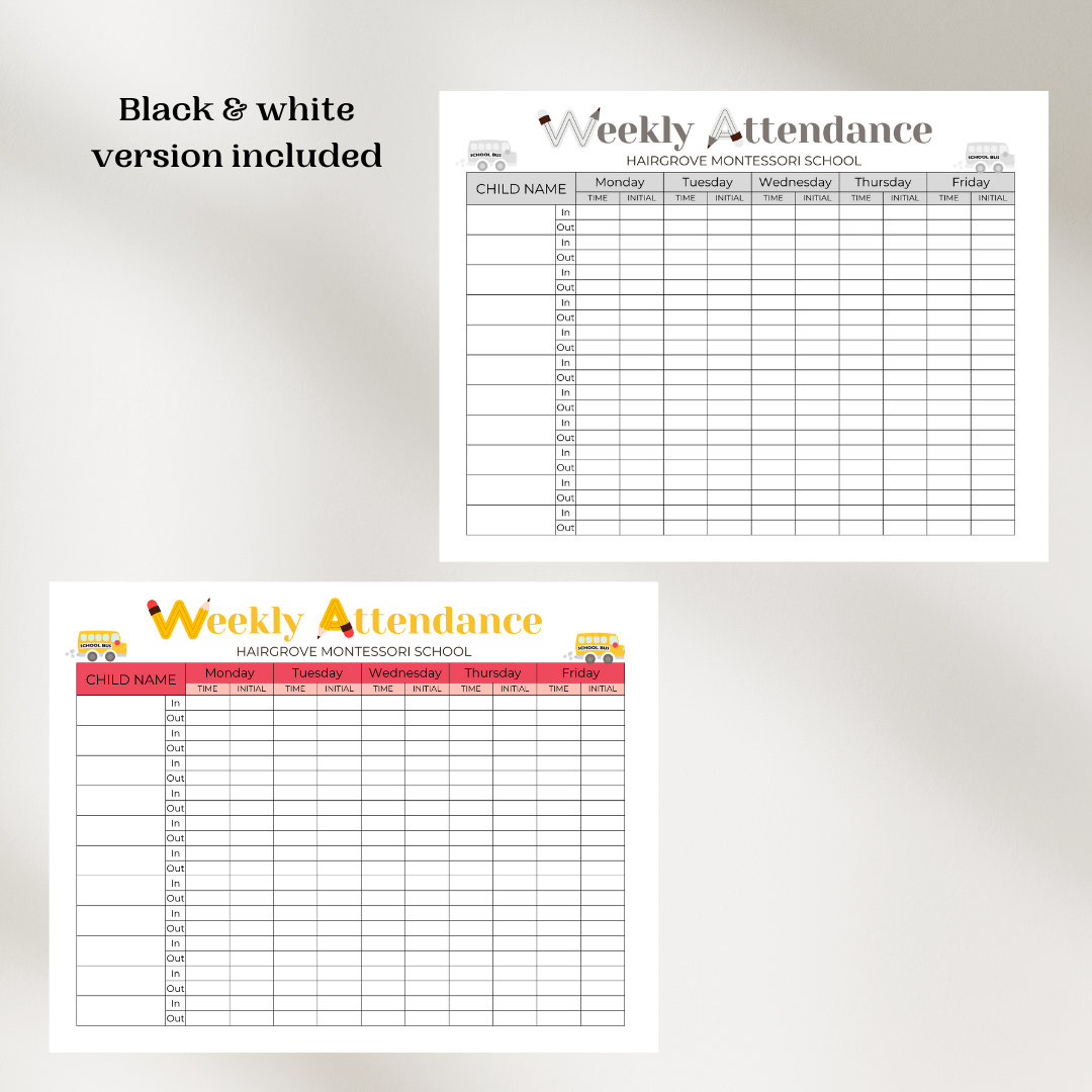 Weekly Attendance Tracker, Editable Canva Template (8.5x11) - Etsy