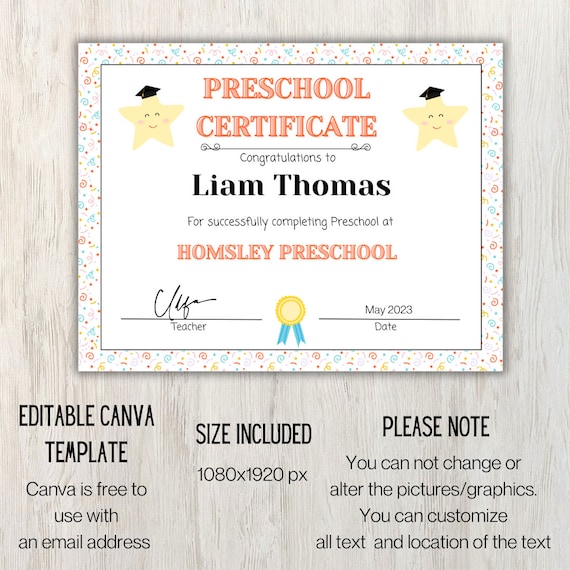 Elementary Graduation Certificate Editable Diplomas For Grades 1 6,