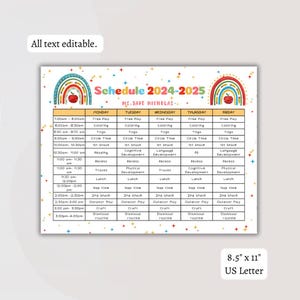 Editable School Schedule, Weekly Planner Printable (11"x8.5") (digital ...