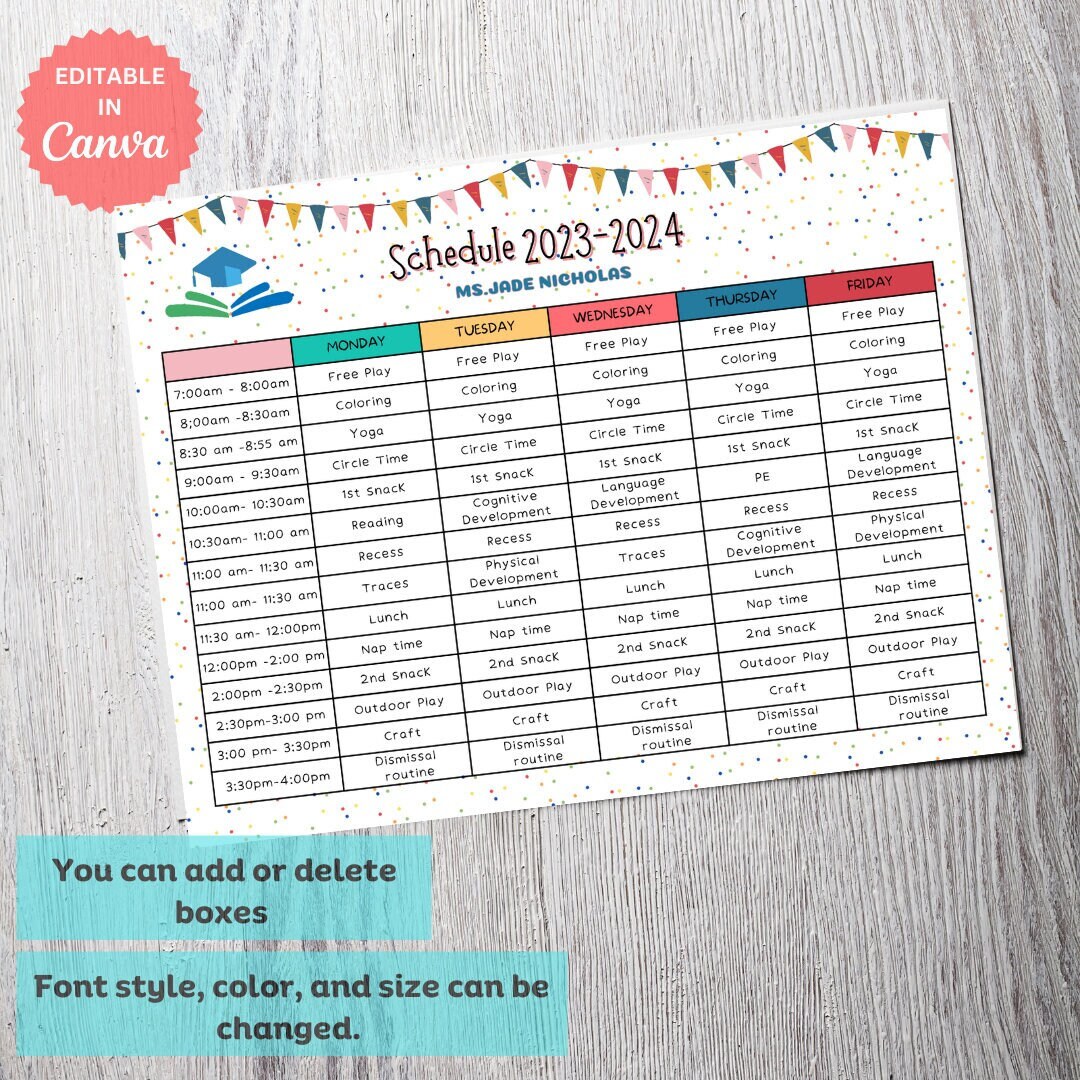 Editable School Schedule, Weekly Planner Printable, Daily Schedule ...