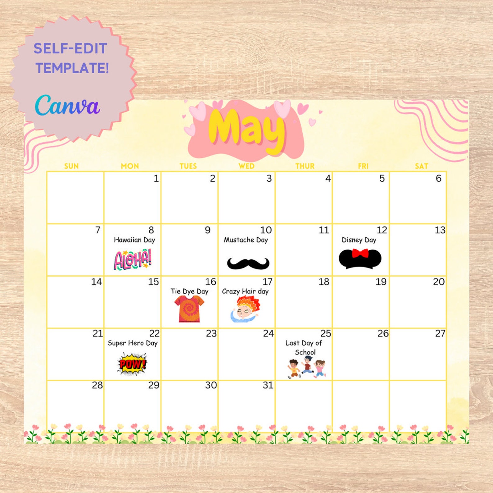 EDITABLE School Calendar, Printable Monthly, Classroom Calendar ...