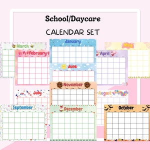EDITABLE School Calendar, Printable Monthly, Classroom Calendar ...