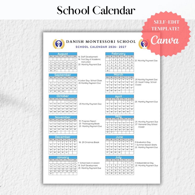 2027 One Page Calendar - Etsy