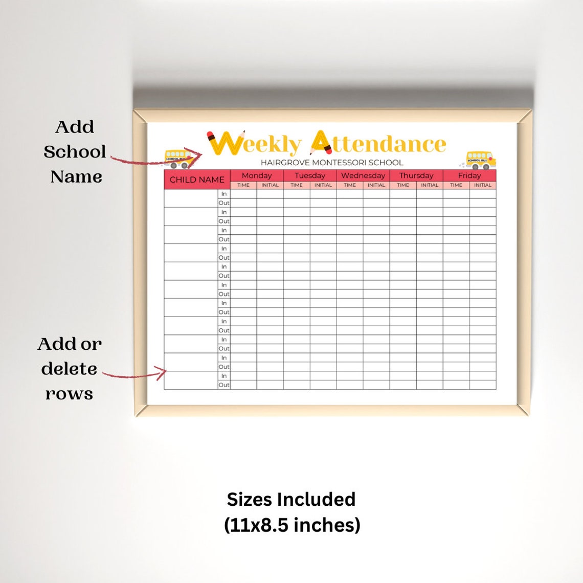 Weekly Attendance Editable With Canva, Attendance Sheet for Preschool ...