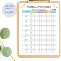 Heart Design Cute Sign-in and Out Sheet Template Printable Attendance ...