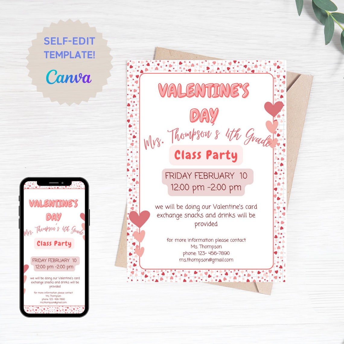 EDITABLE Class Valentine Party Flyer School Valentine's Day Party ...