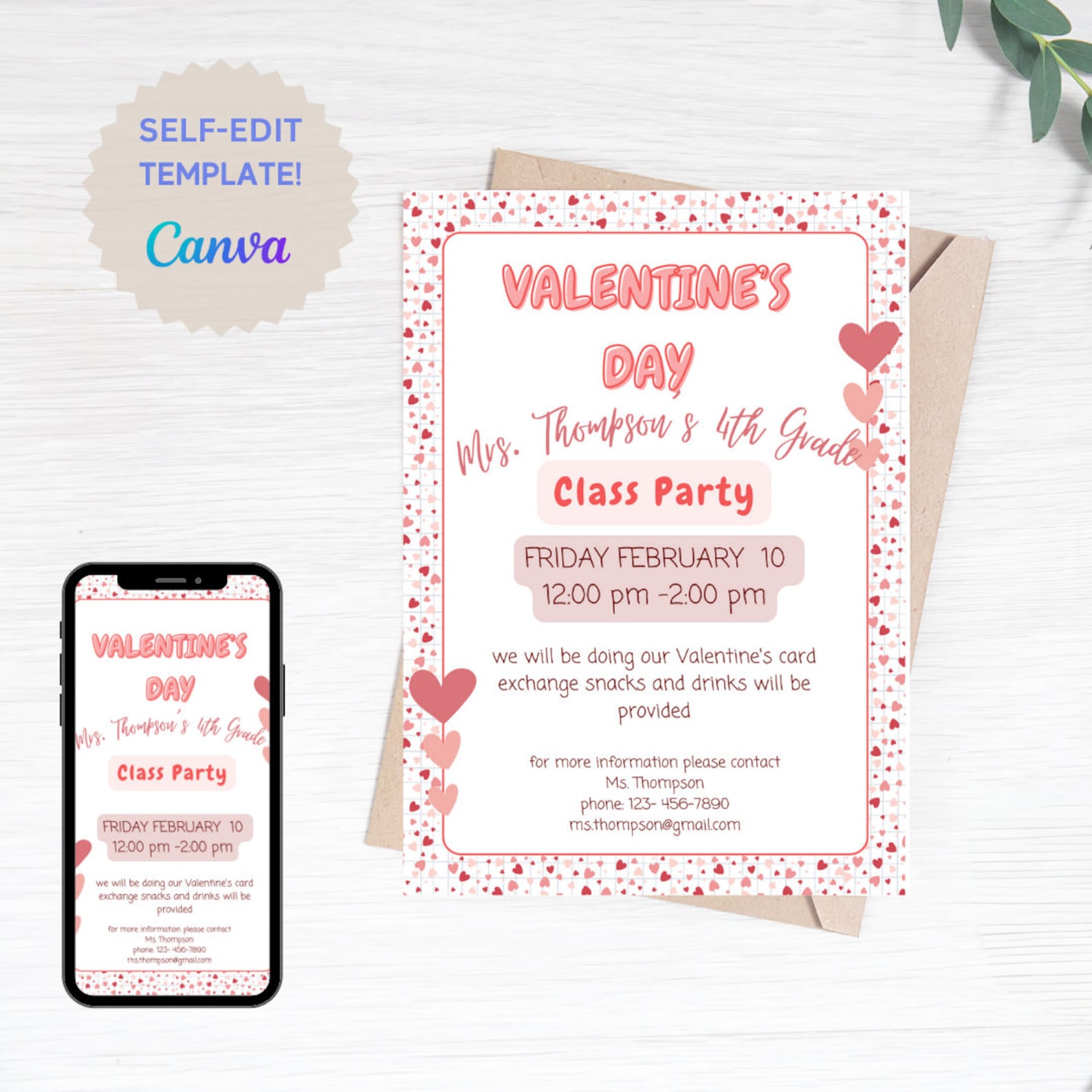 EDITABLE Class Valentine Party Flyer School Valentine's Day Party ...