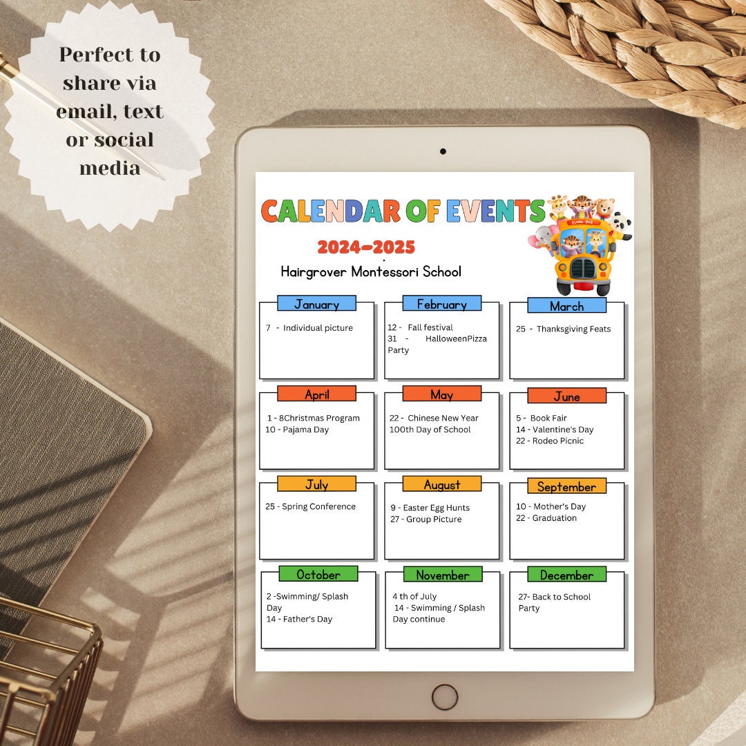 Editable Monthly Events Template, Parents Newsletter Calendar Events ...