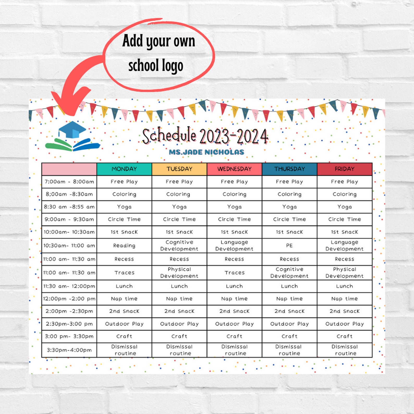 Editable School Schedule, Weekly Planner Printable, Daily Schedule ...