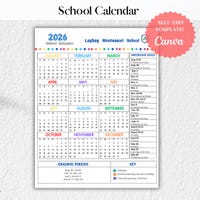 Editable SCHOOL CALENDAR Template, Academic Year 2025 2026 Google ...