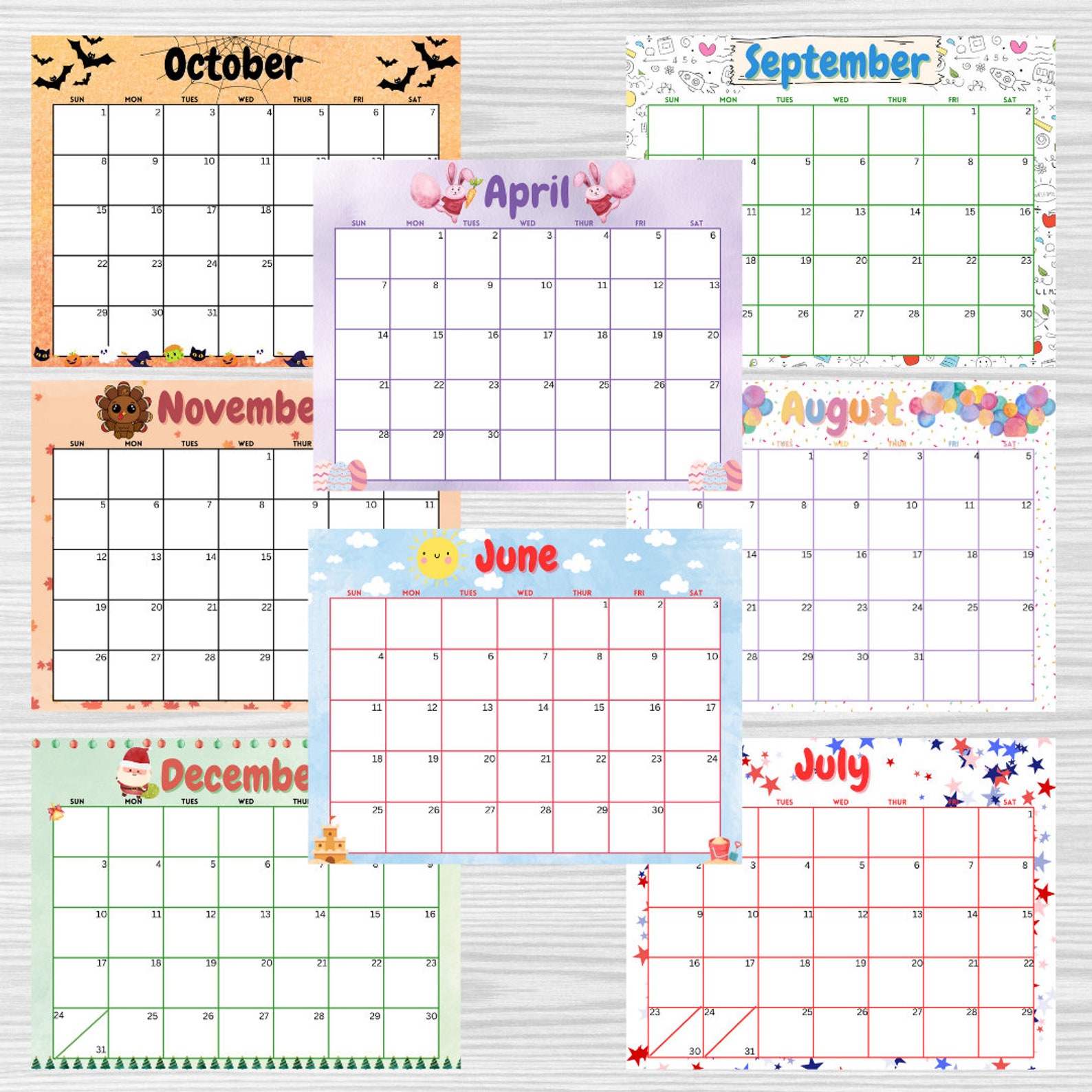 EDITABLE School Calendar, Printable Monthly, Classroom Calendar ...