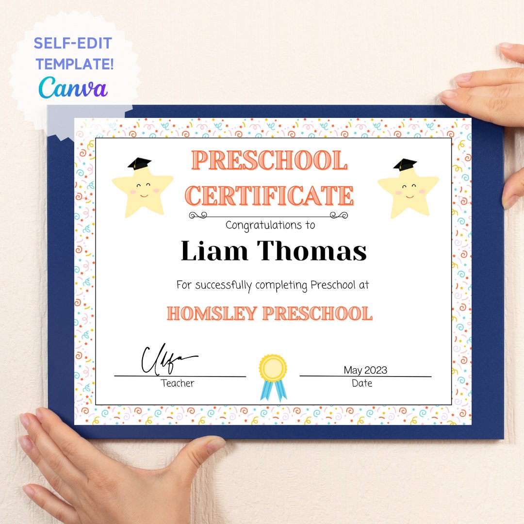 Graduation Certificate, Preschool Diploma, Preschool Graduation ...