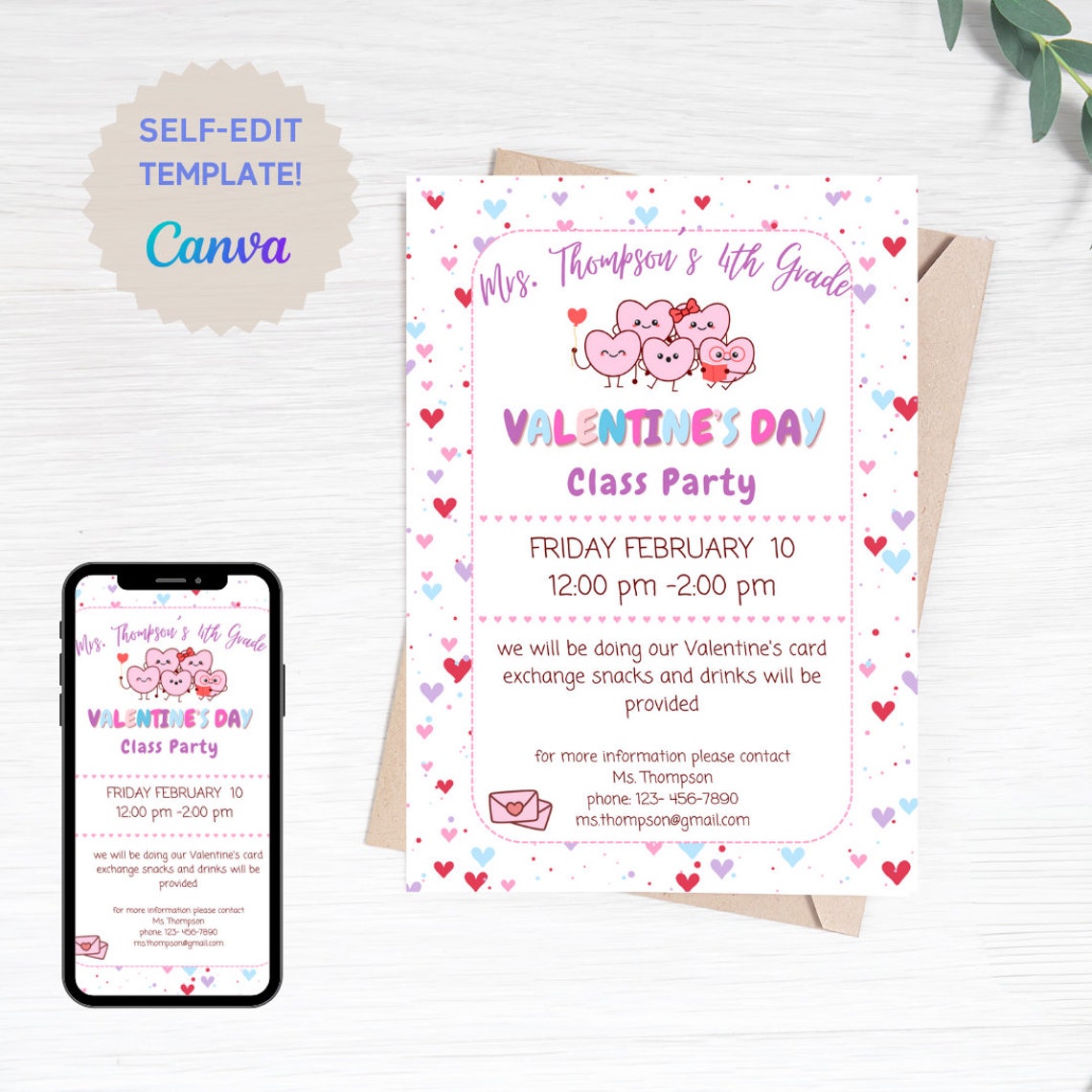 EDITABLE Class Valentine Party Flyer | School Valentine's Day Party ...