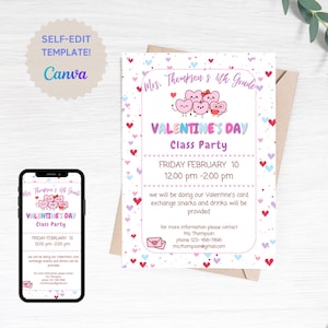 EDITABLE Class Valentine Party Flyer | School Valentine's Day Party ...