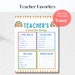 Editable Teacher Favorites Survey/ Meet the Teacher Questionnaire ...