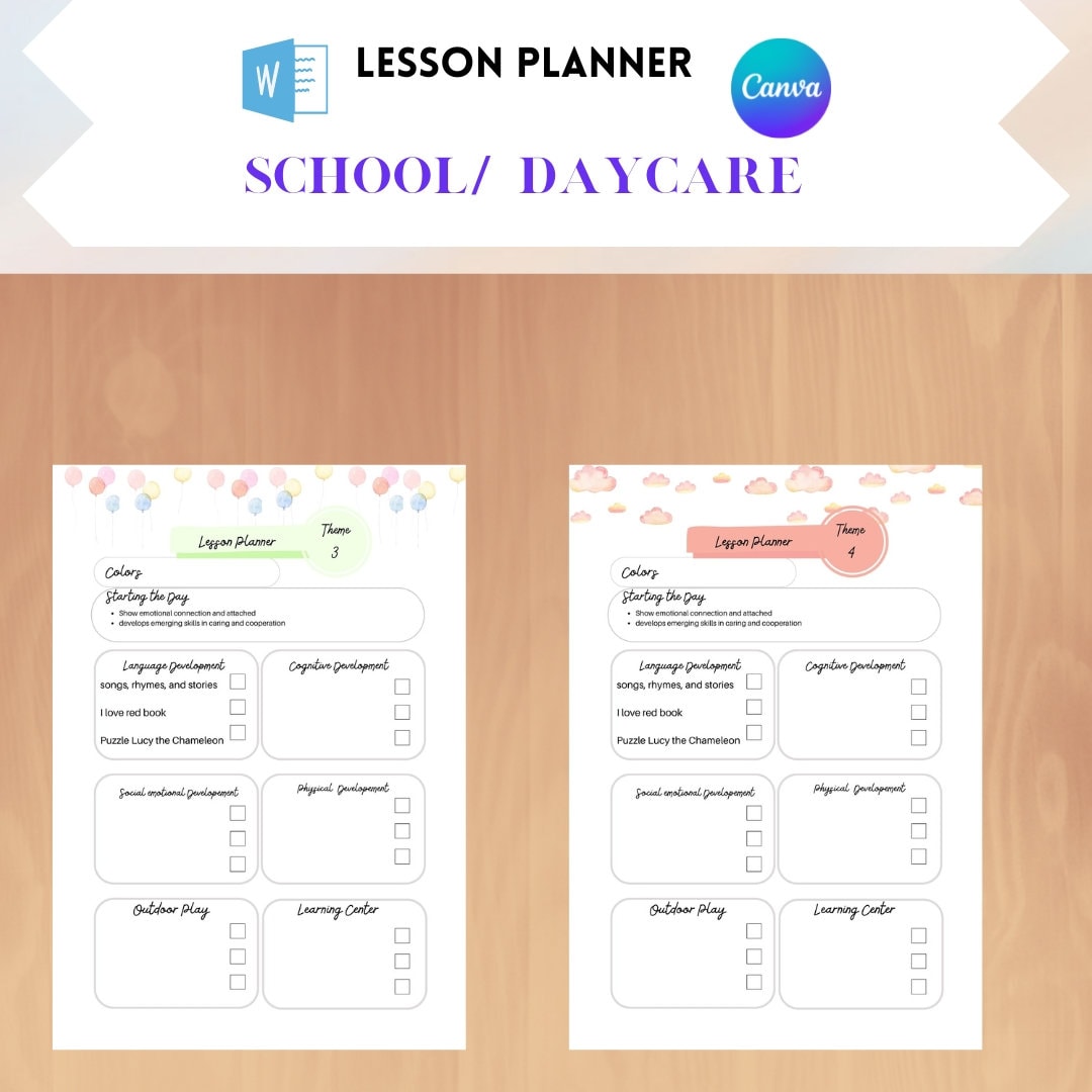 Lesson Planner Templates, 4 Designs Included, Word Format, Canva ...