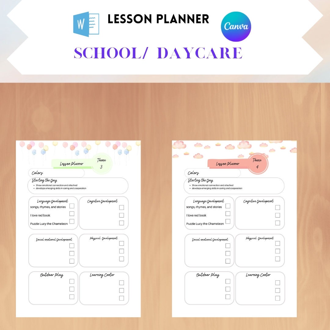 Lesson Planner Templates, 4 Designs Included, Word Format, Canva ...