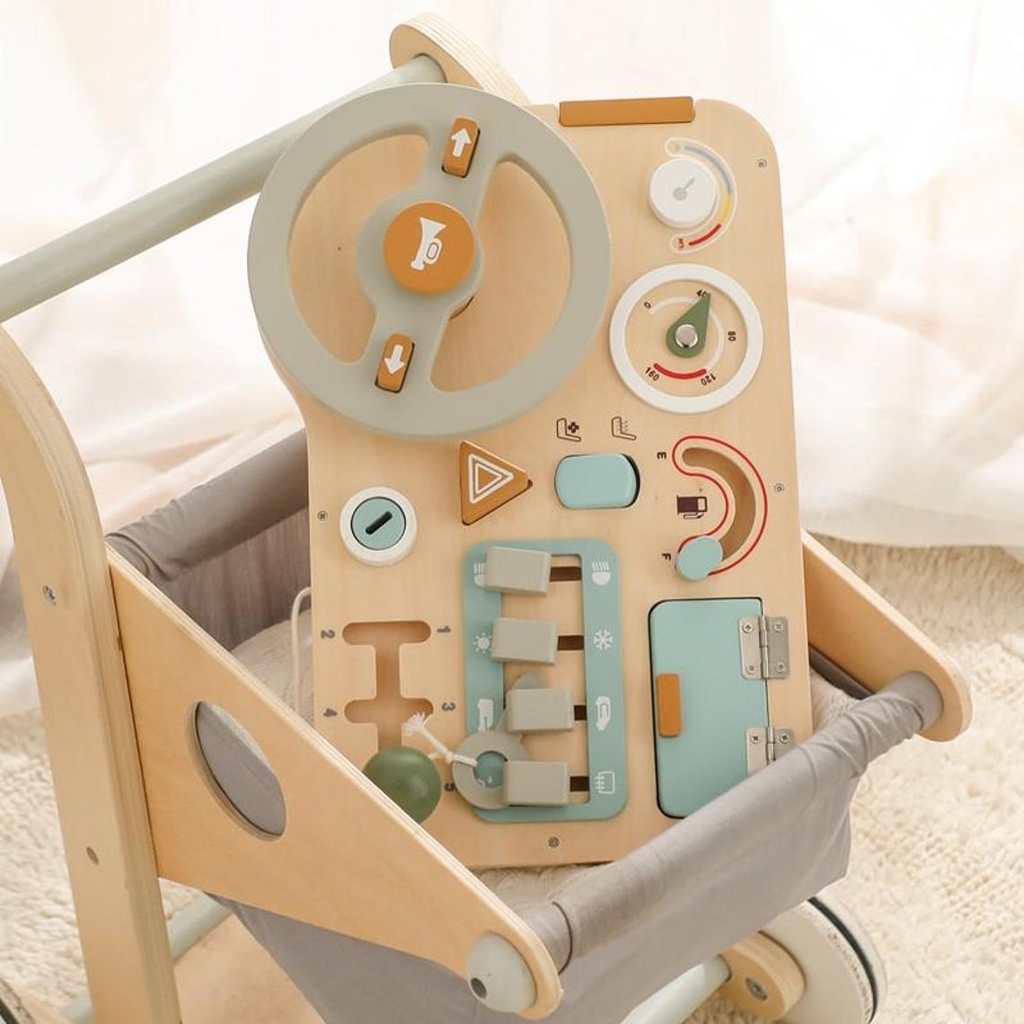 Children Simulation Steering Wheel Busy Board, Wooden Personalised ...