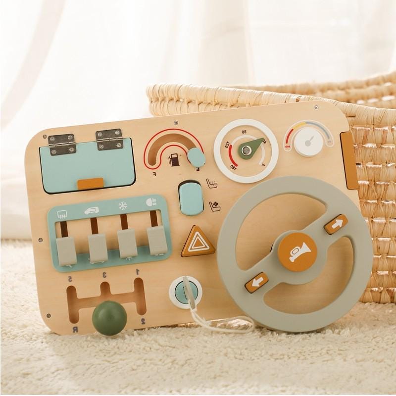 Children Simulation Steering Wheel Busy Board, Wooden Personalised ...