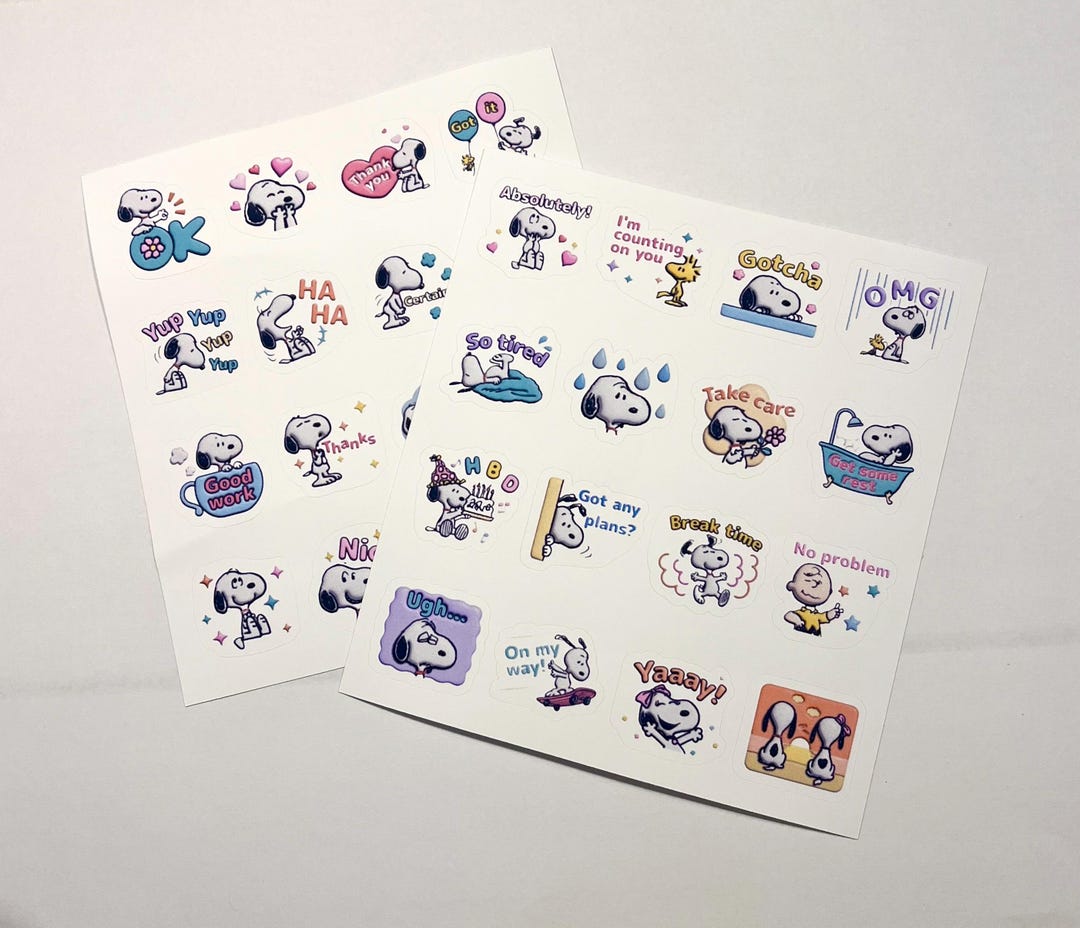 Snoopy Emoticon Sticker Sheet Journaling and Scrapbooking Decoration - Etsy