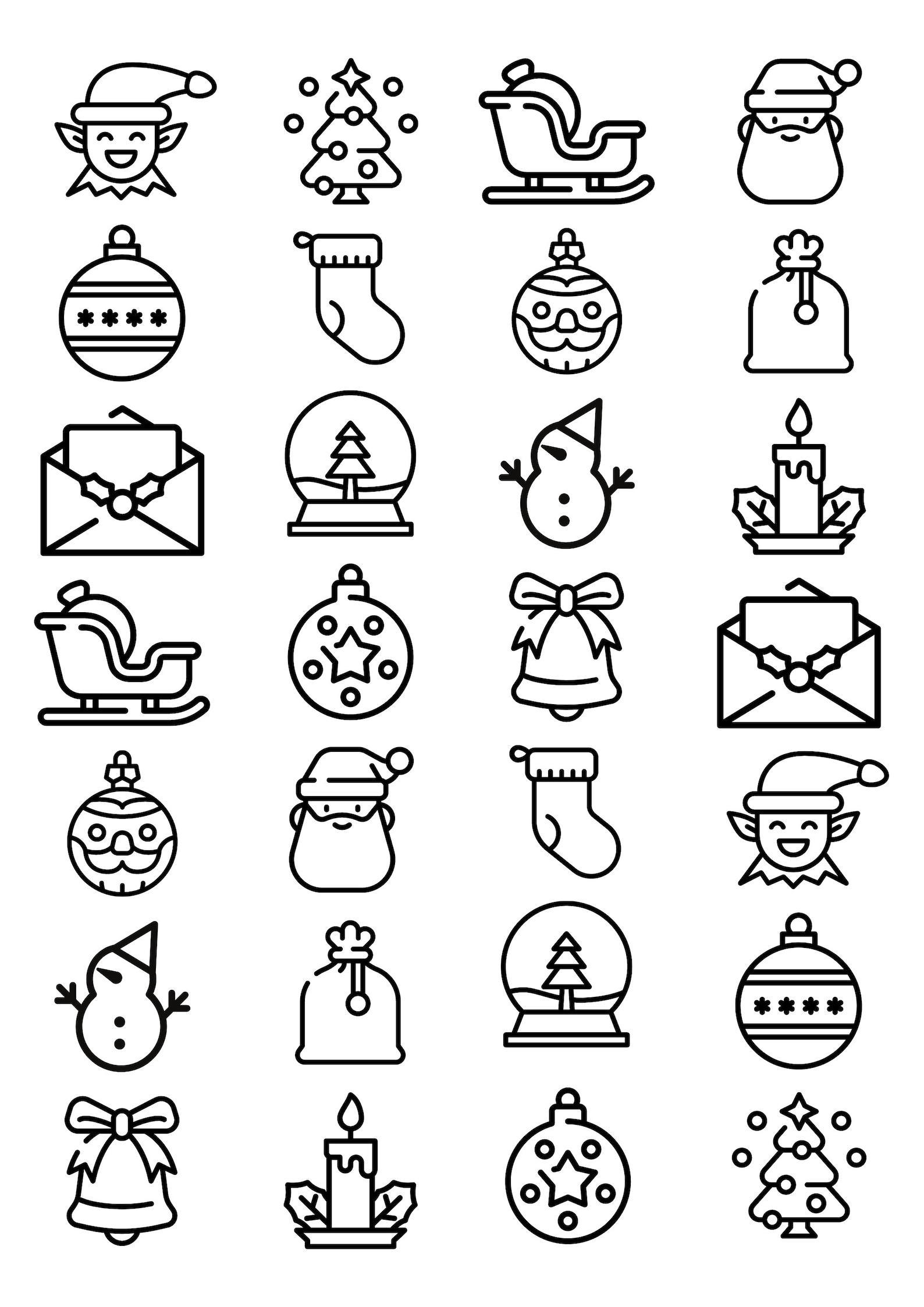 Digital Christmas Coloring Pages, Minimalist Christmas, Christmas ...