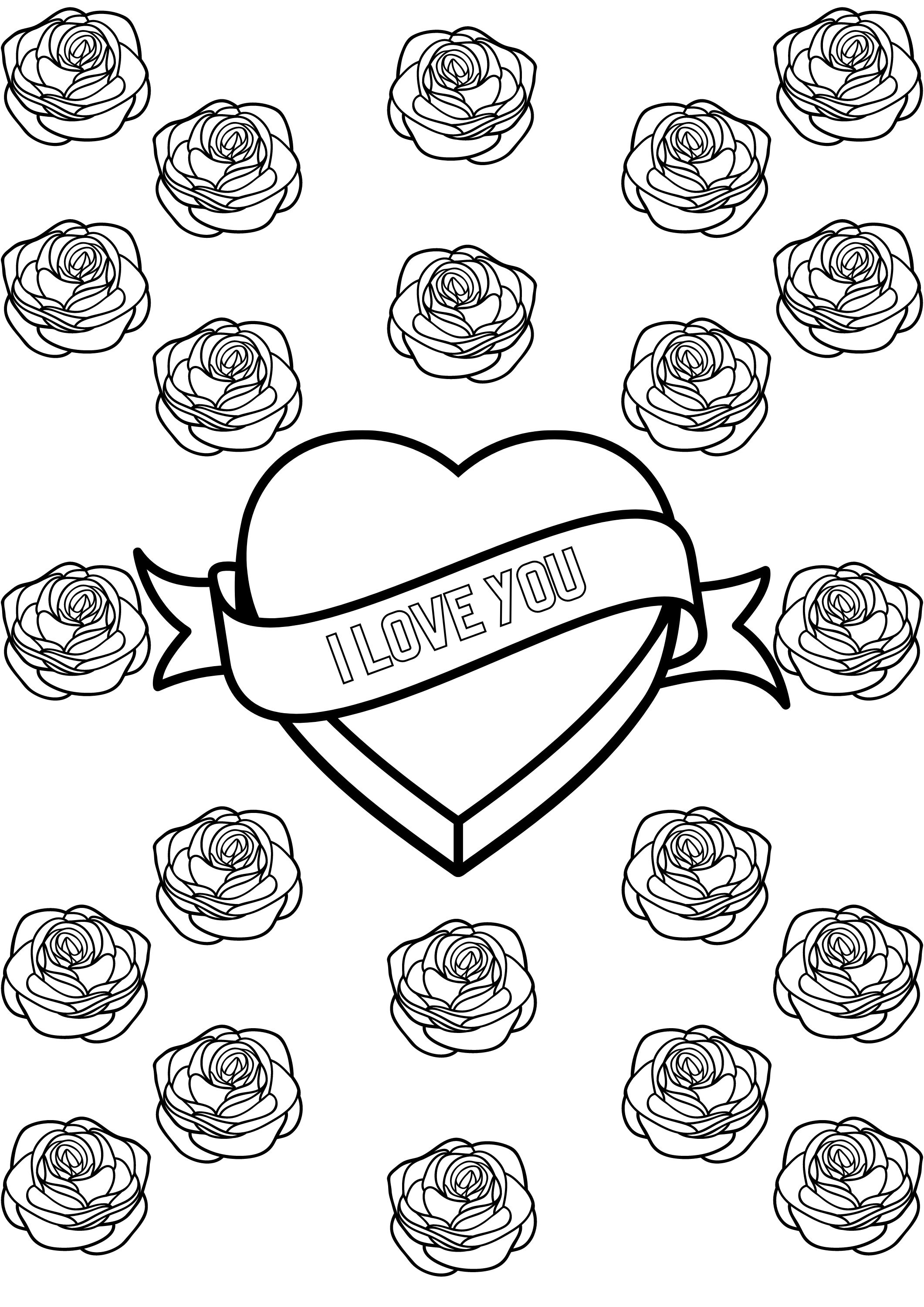Digital Valentine's Day Coloring Pages, Minimalist Valentine's Day ...