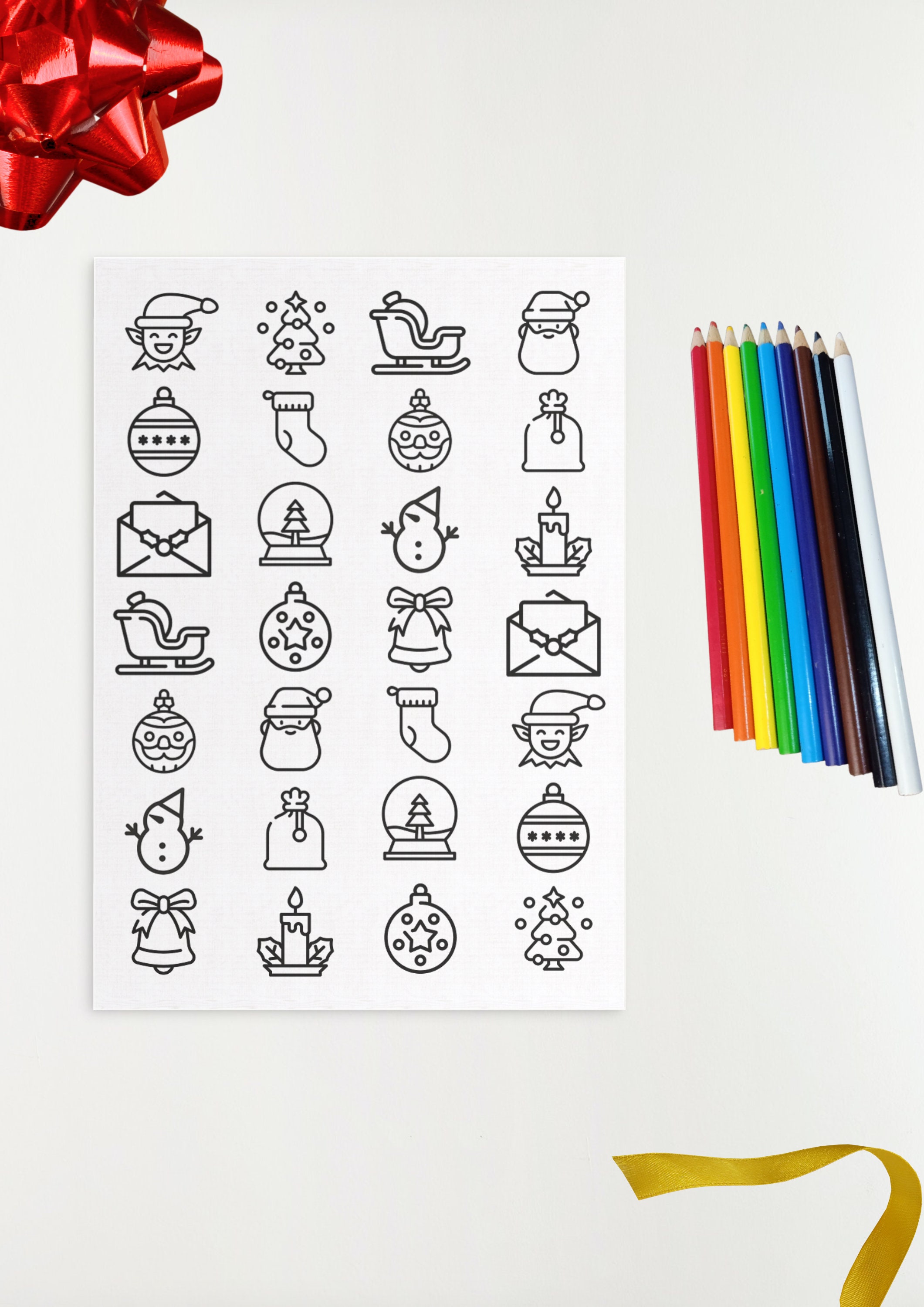 Digital Christmas Coloring Pages, Minimalist Christmas, Christmas ...