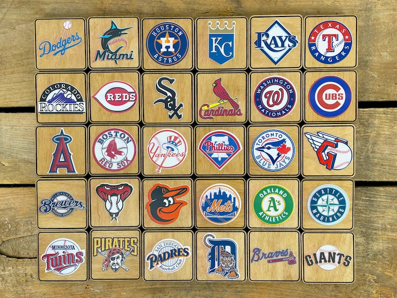 Baseball Team Wooden Coasters, Wooden Baseball Logo Coasters - Etsy