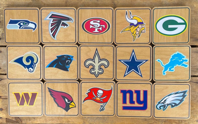 Football Team Wooden Coasters, Wooden Football Logo Coasters - Etsy