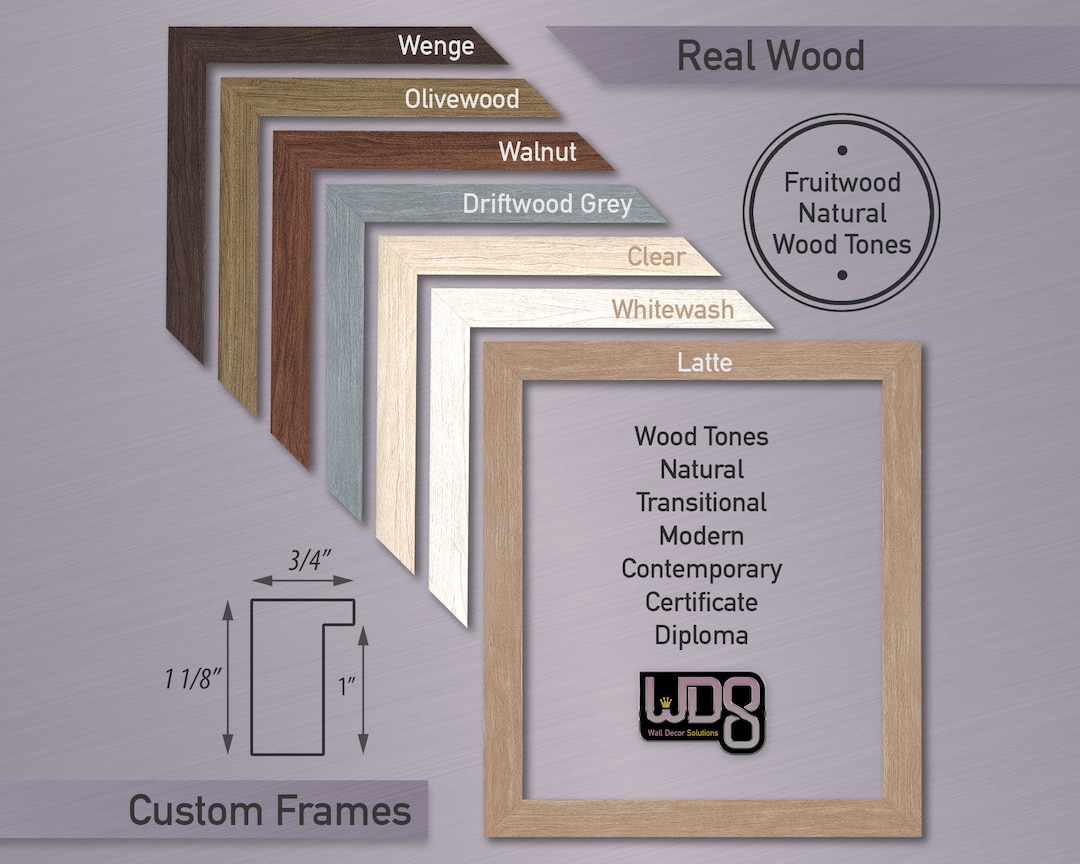 Natural Wood Tones Picture Frames - Custom Made Real Wood Frames for ...