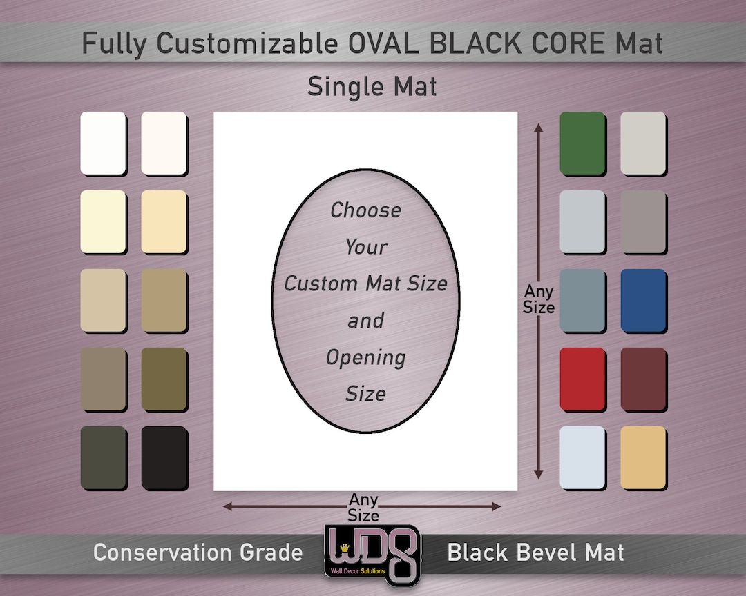 Fully Customizable BLACK CORE Conservation OVAL Mat - Your Choice of ...