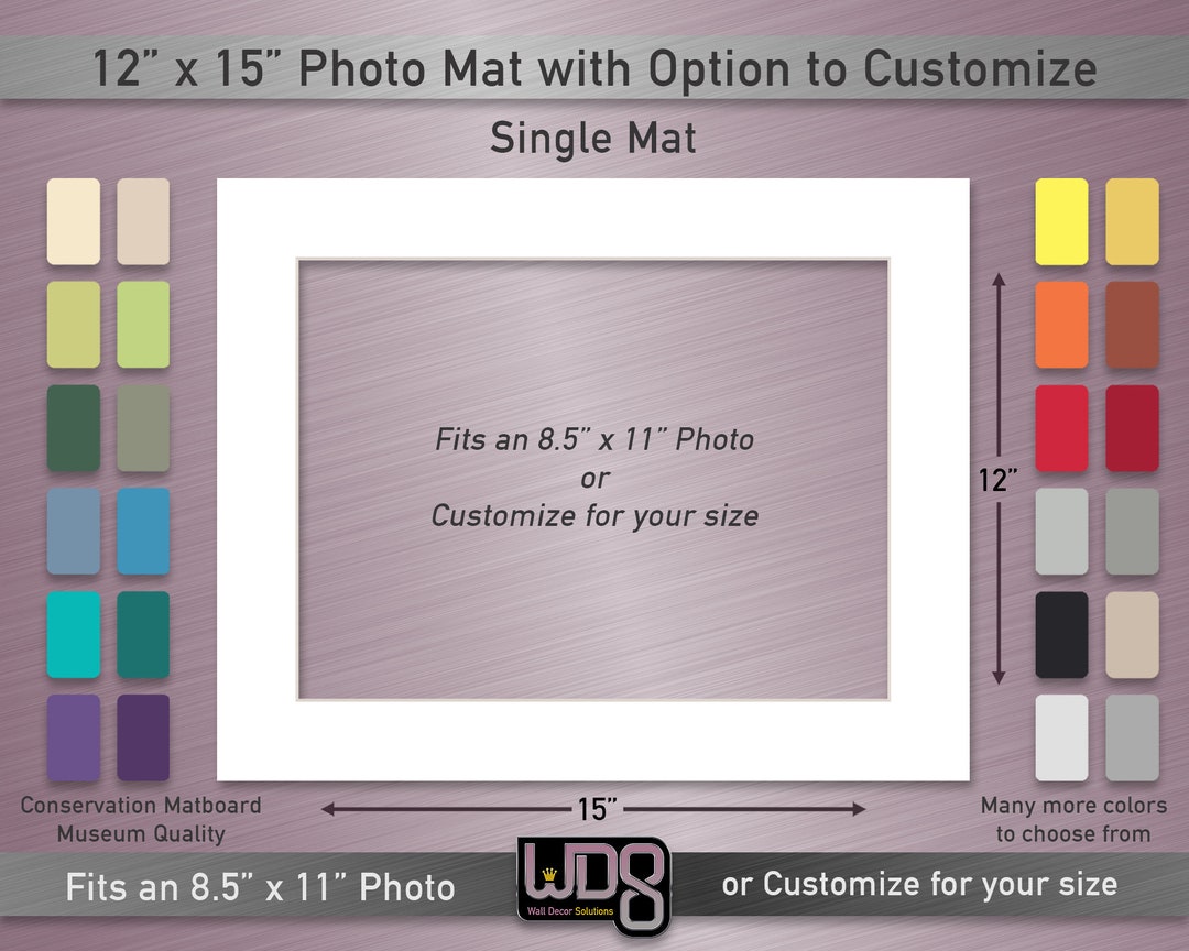 12"x15" Conservation Single Mat - Fits 8.5"x11" Photo/art or Customize ...