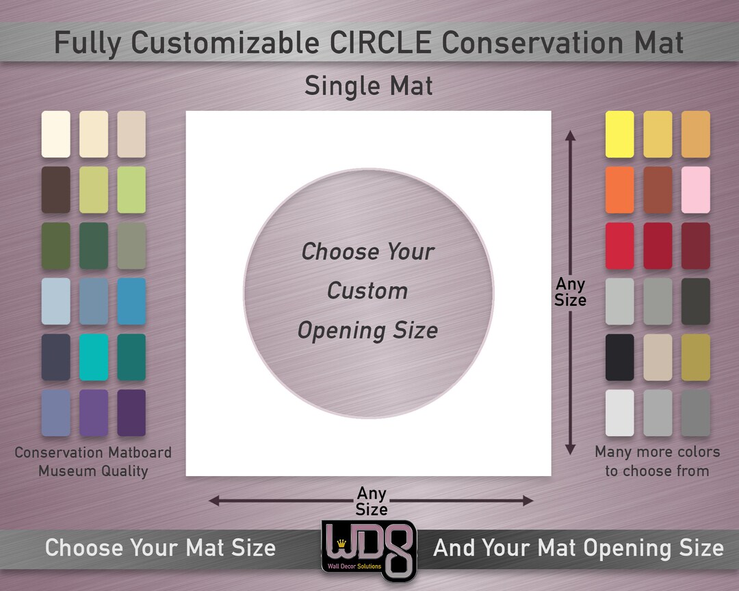 Fully Customizable CIRCLE Conservation Single Mat - Your Choice of Mat ...