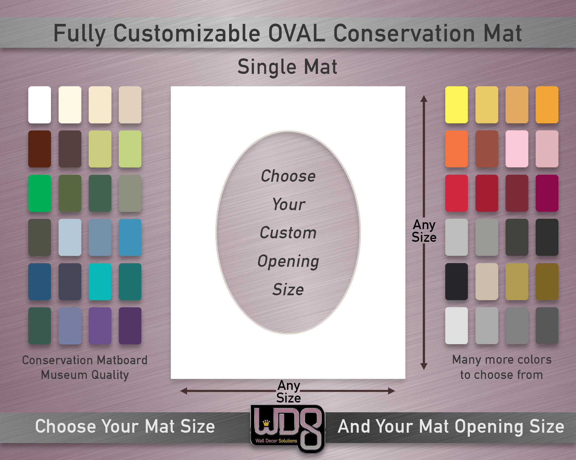 Fully Customizable OVAL Conservation Single Mat - Your Choice of Mat ...