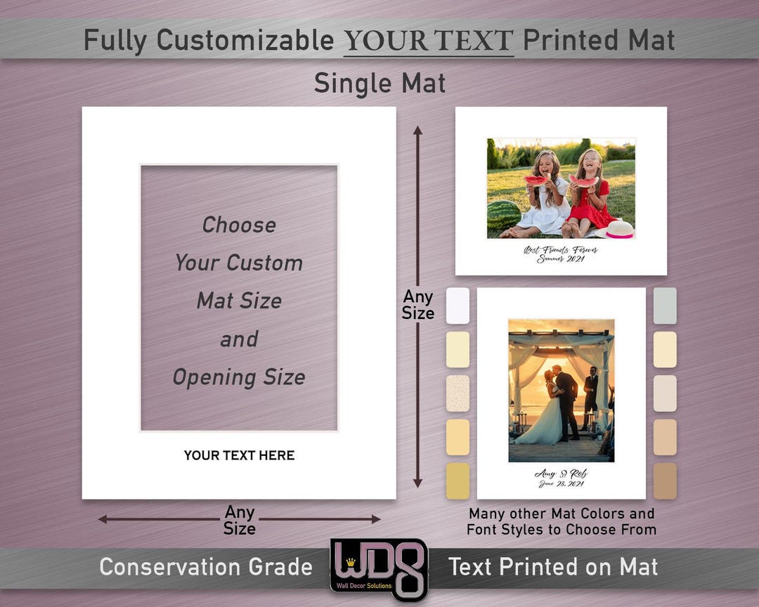 Fully Customizable YOUR TEXT Printed on Conservation Single Mat - Your ...