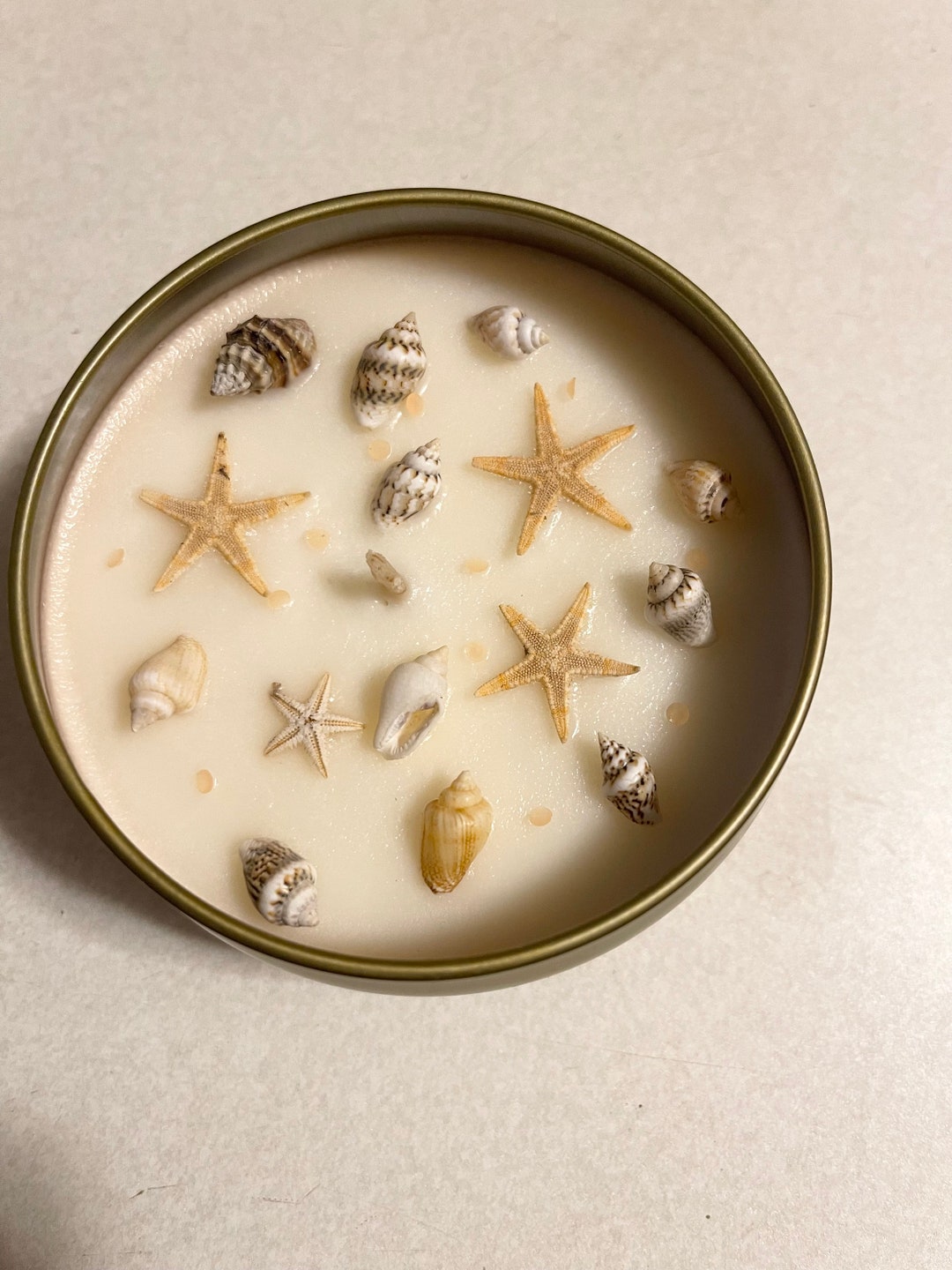 Beach Bum Scented Candle With Starfish and Seashells-6oz Bubble Tin - Etsy