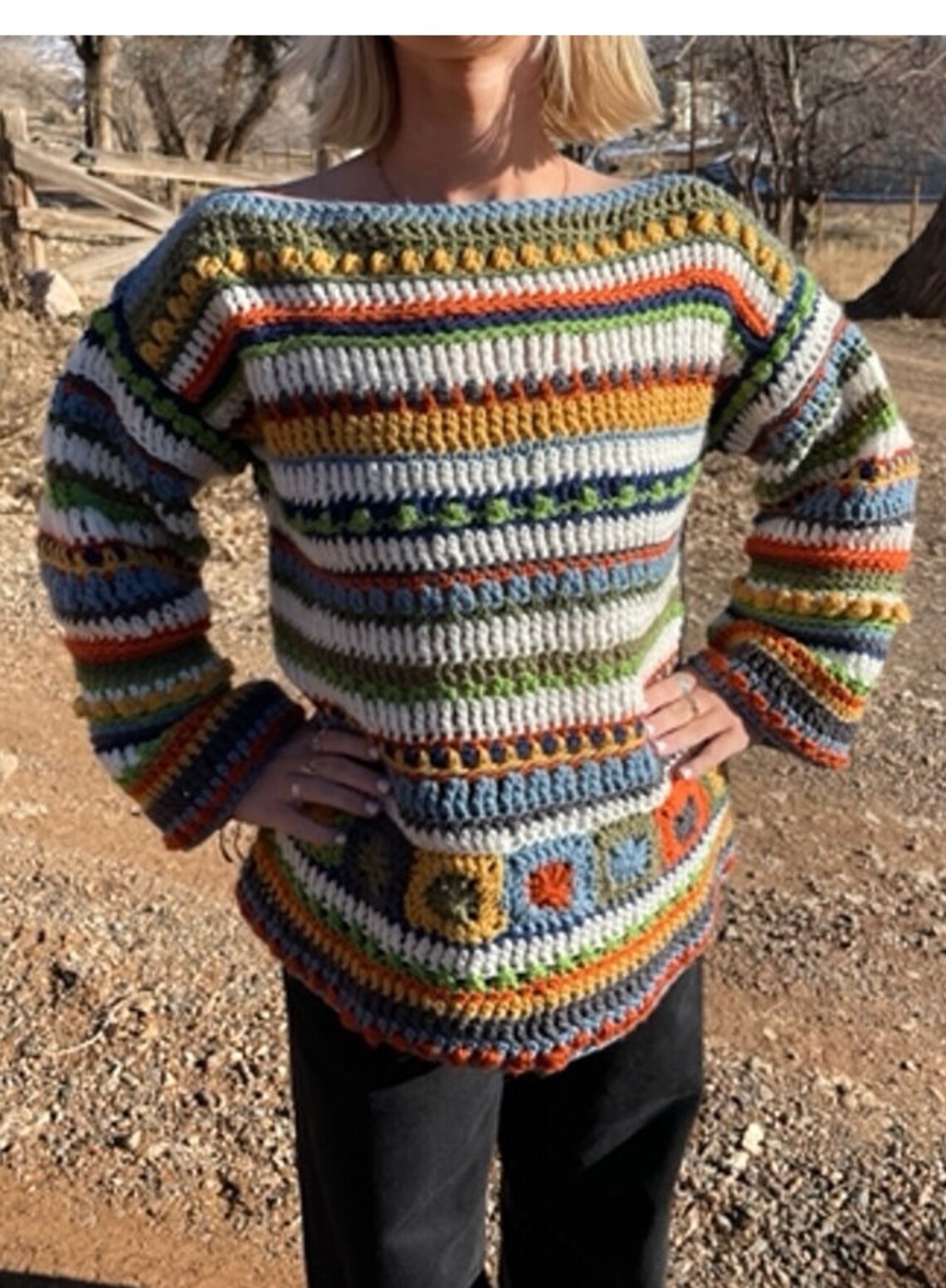 CROCHET SWEATER Pattern Boho Stitch Sampler Sweater, Pullover Sweater ...