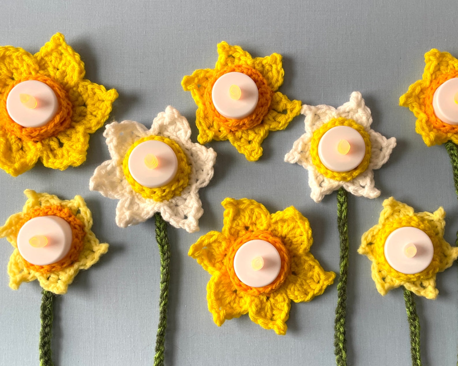 Daffodil Tealight Holder Crochet Pattern: Spring Decor (PDF) - Etsy