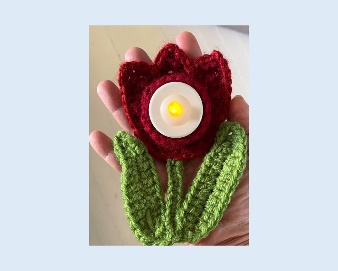 Tulip Tealight Holder Crochet Pattern, Tulip Applique, Spring Decor ...