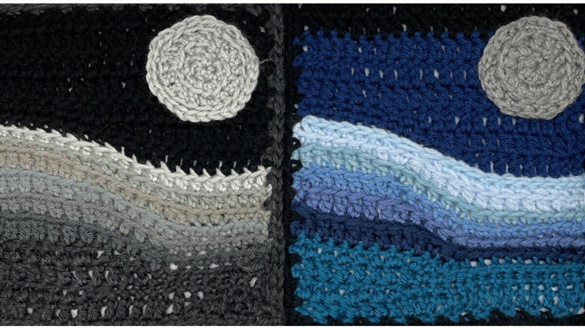 CROCHET PATTERN Ocean Moon Motif Granny Square, Nature Landscape, PDF ...