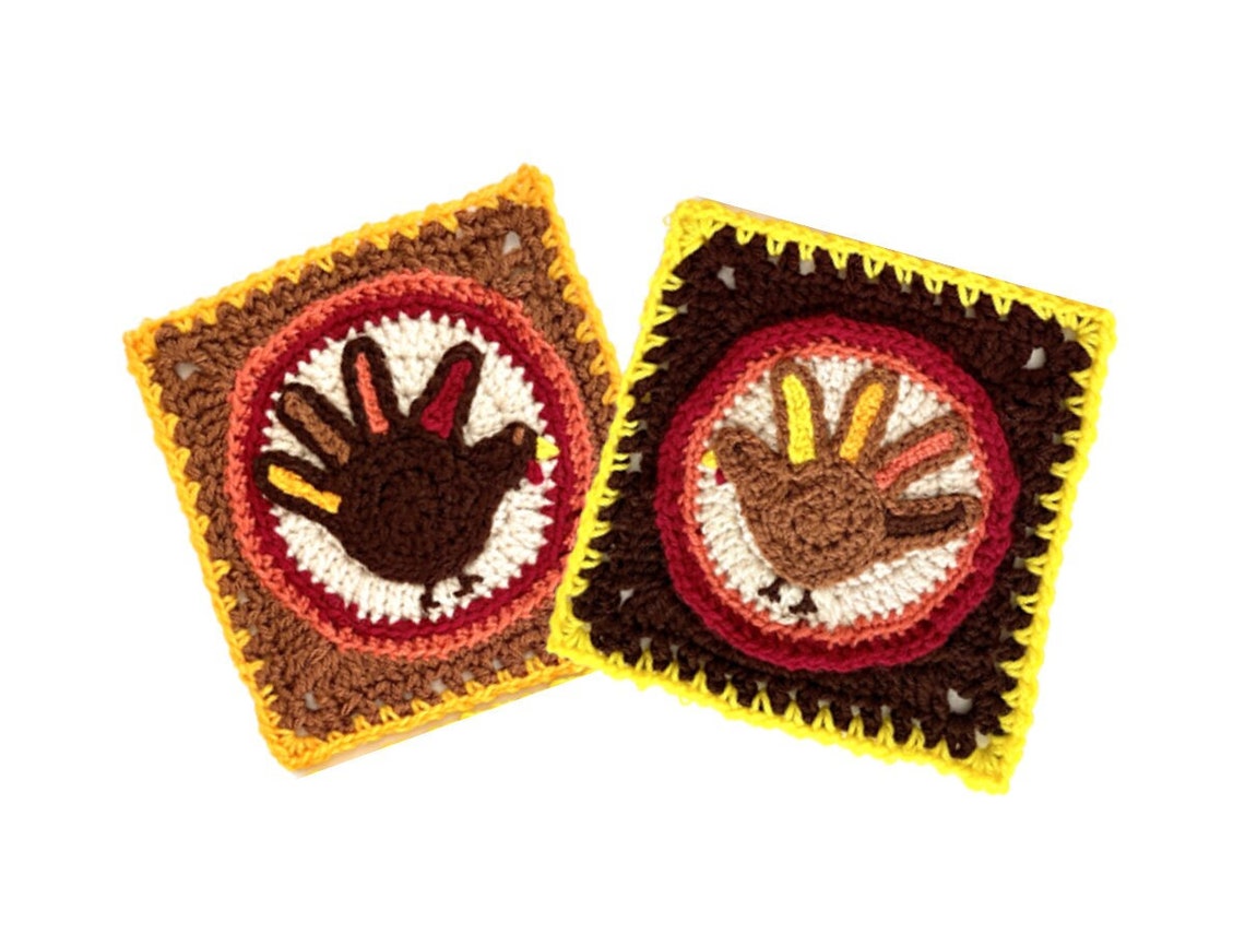 Thanksgiving Turkey Hand Granny Square Crochet Pattern (PDF Download ...