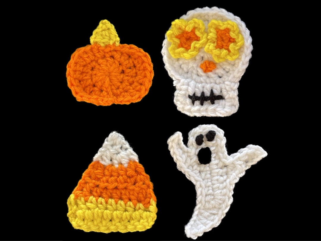 Halloween Appliqué Crochet Pattern Bundle: Pumpkin, Ghost, Candy Corn ...