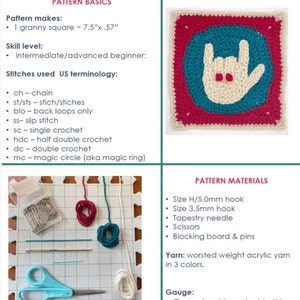 I Love You Hand ASL Granny Square Crochet Pattern (PDF Download) - Etsy