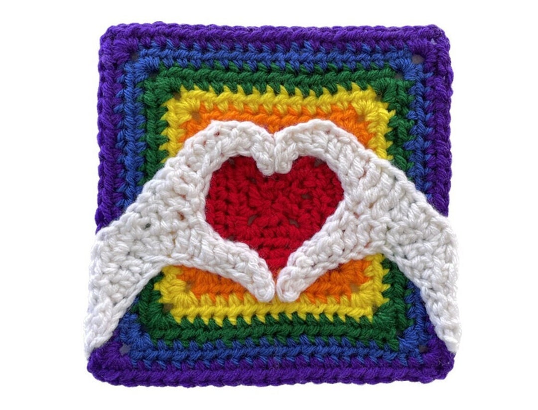 CROCHET PATTERN: Heart Hands Granny Square, Tswift-inspired, Pride ...