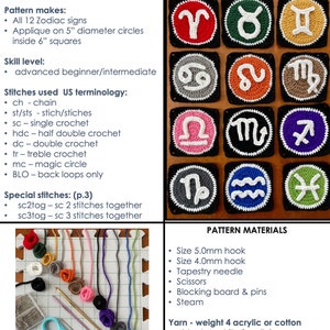 Zodiac Crochet Granny Square Pattern BUNDLE: Astrology Birth Signs (PDF ...