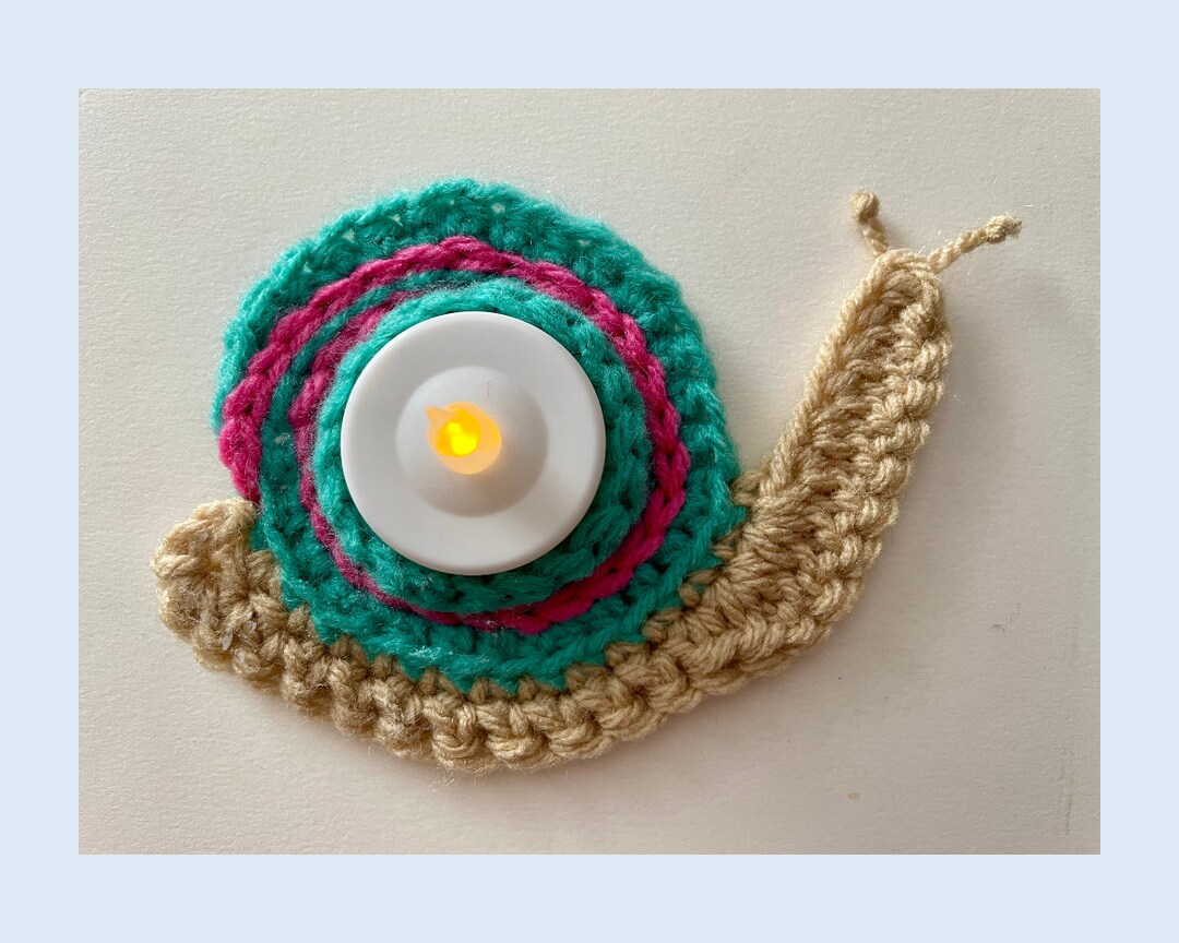 Snail Tealight Holder Crochet Pattern, Crochet Snail Applique, Crochet ...