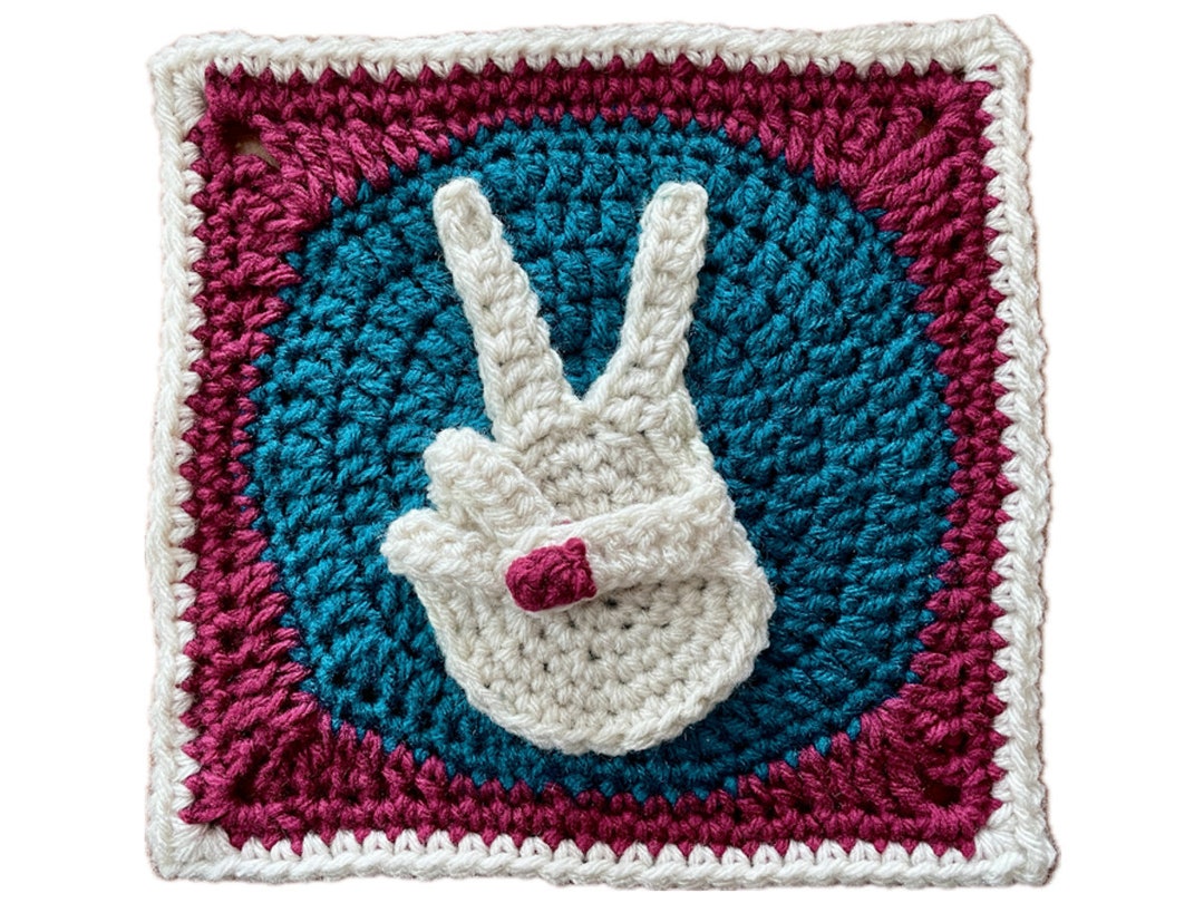 Peace Hand Gesture Crochet Pattern, Peace Granny Square, Peace Sign ...