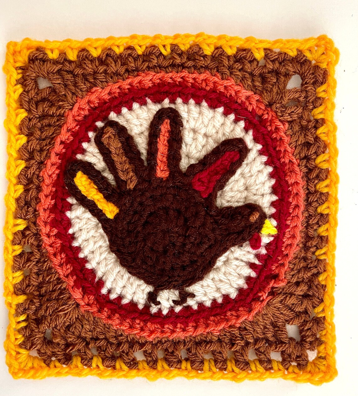 Thanksgiving Turkey Hand Granny Square Crochet Pattern (PDF Download ...