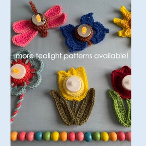Flower Tealight Holder Crochet Pattern, Crochet Flower Applique, Spring ...