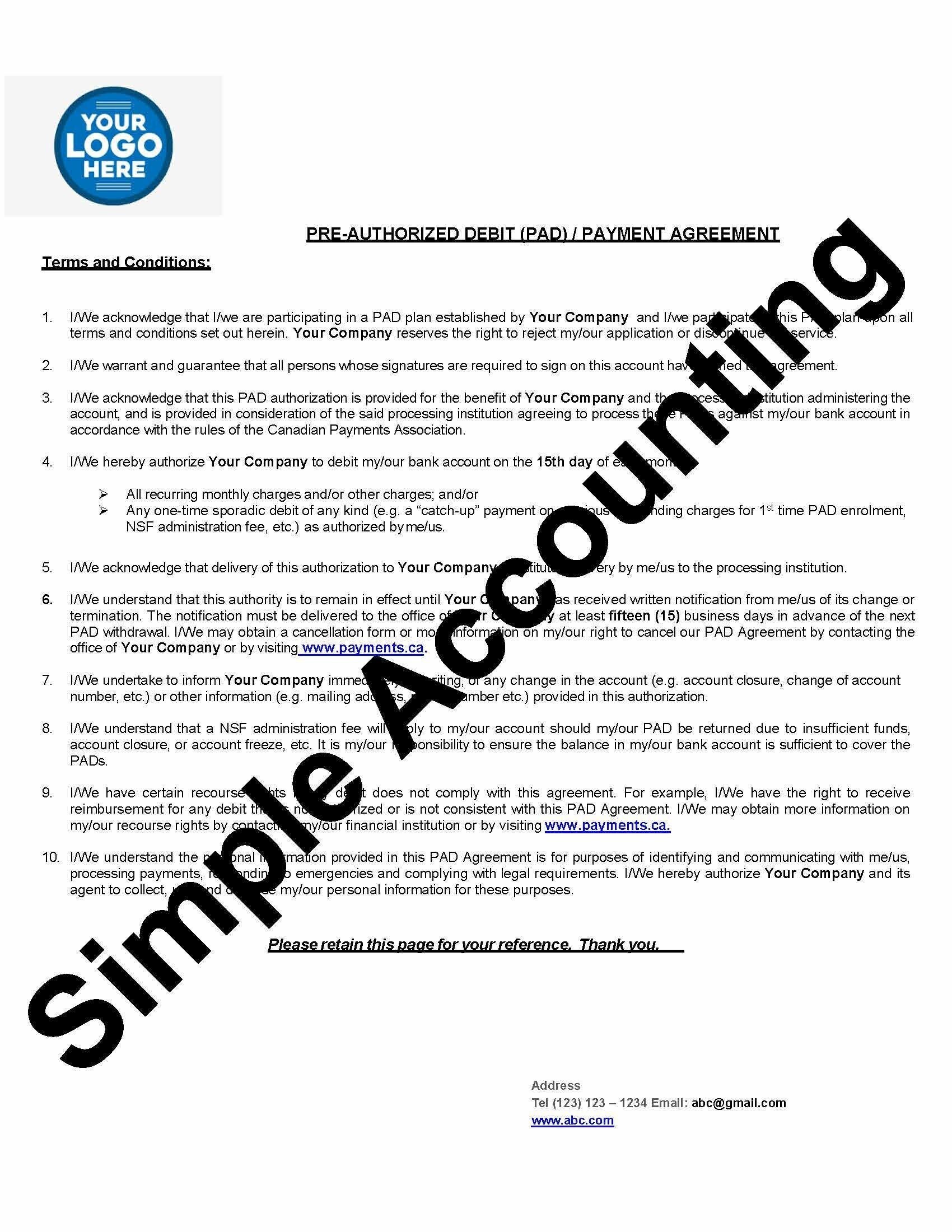 Payment Contract Template,pdfs, Payment Agreement Template, Pre ...